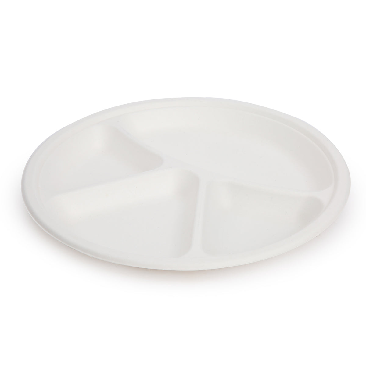 11" 4-Compartments Compostable Bagasse Biodegradable Meal Plates-Round ...